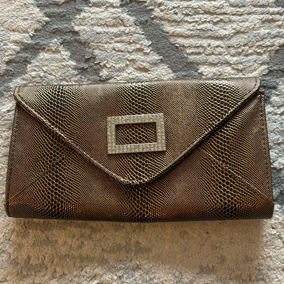 Bags | Brown Snake Print Clutch | Poshmark